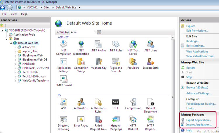 Vishal Joshi's Tangent: Importing a Web Package into IIS Manager